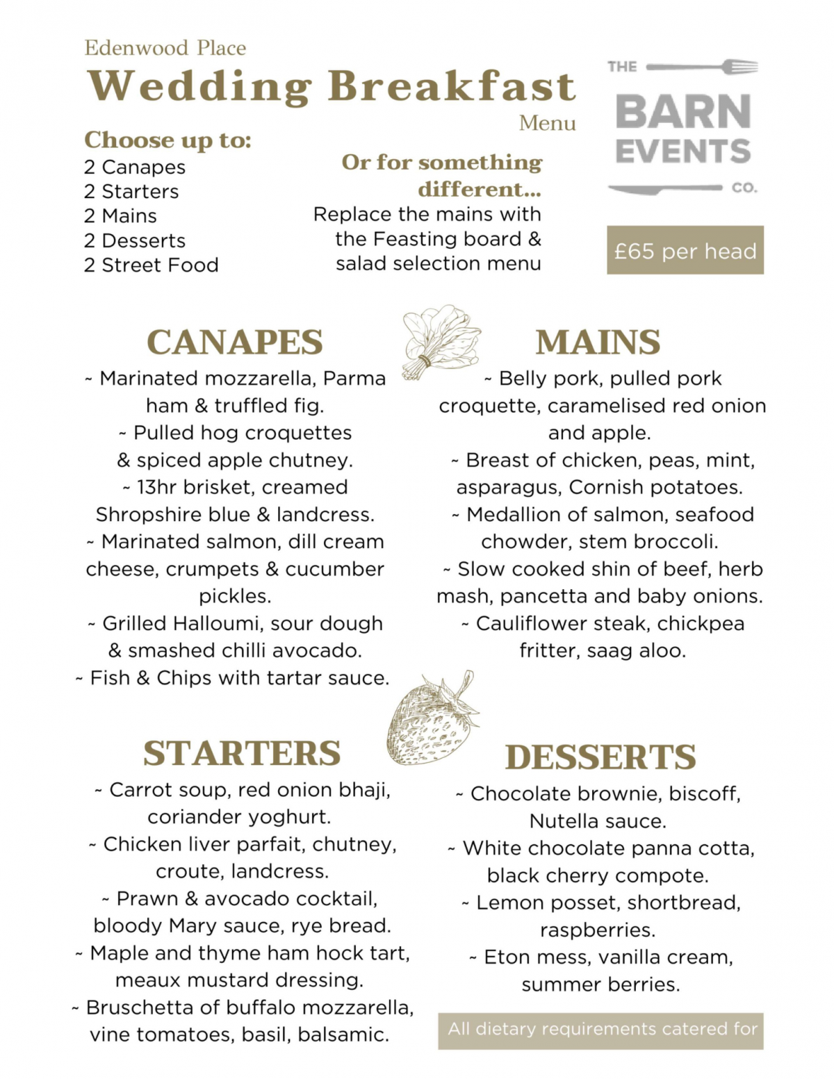 Wedding Menu – The Barn Events Co